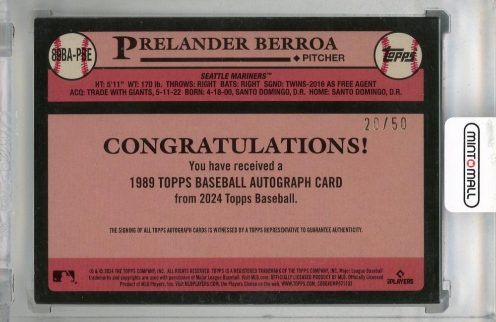 ミントモール / MINT 新宿店 / 2024 TOPPS Series 2 Prelander Berroa 1989 Topps ...