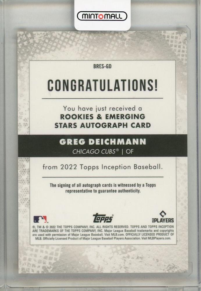 ミントモール / MINT 吉祥寺店 / 2022 TOPPS Greg Deichmann AUTO【08/25】 Chicago Cubs