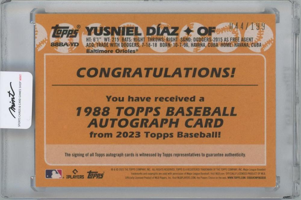ミントモール / MINT 横浜店 / 2023 TOPPS Update ’88 TOPPS Baseball Autographs ...