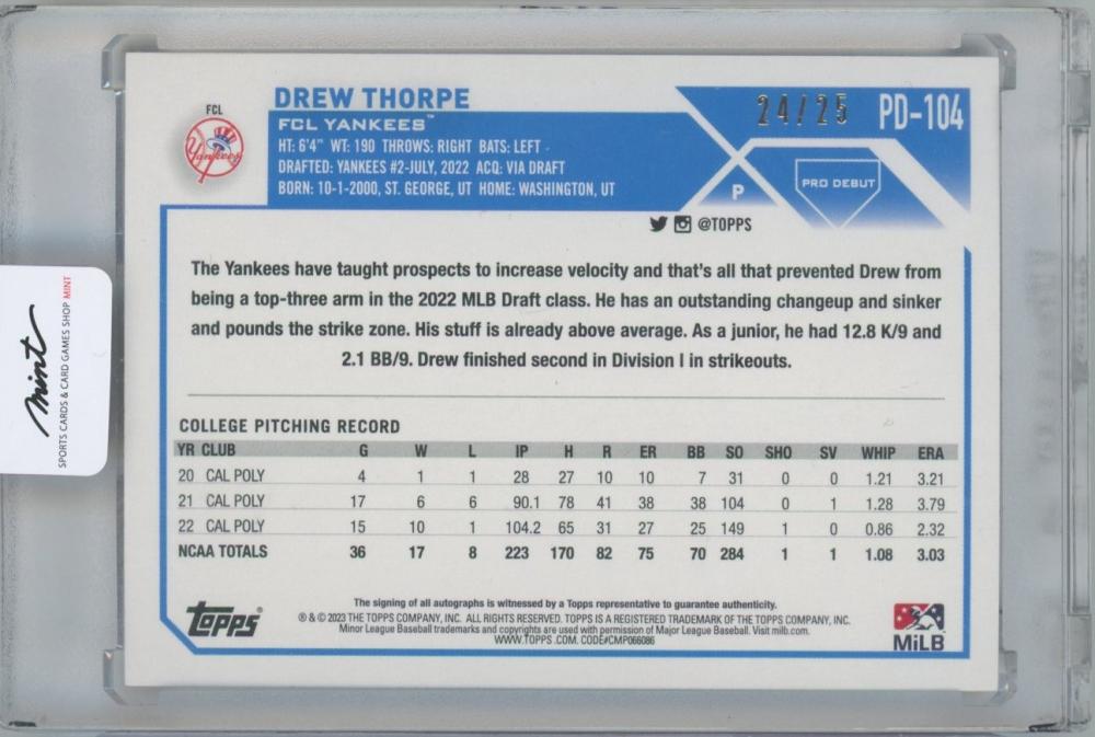 ミントモール / MINT 横浜店 / 2023 TOPPS Pro Debut Autographs Orange Foil #PD104 ...