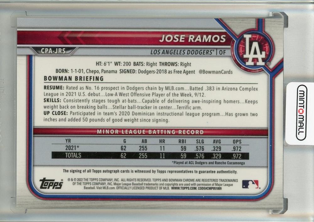 ミントモール / MINT 池袋店 / 2022 Bowman Jose Ramos Chrome Prospect Autograph ...