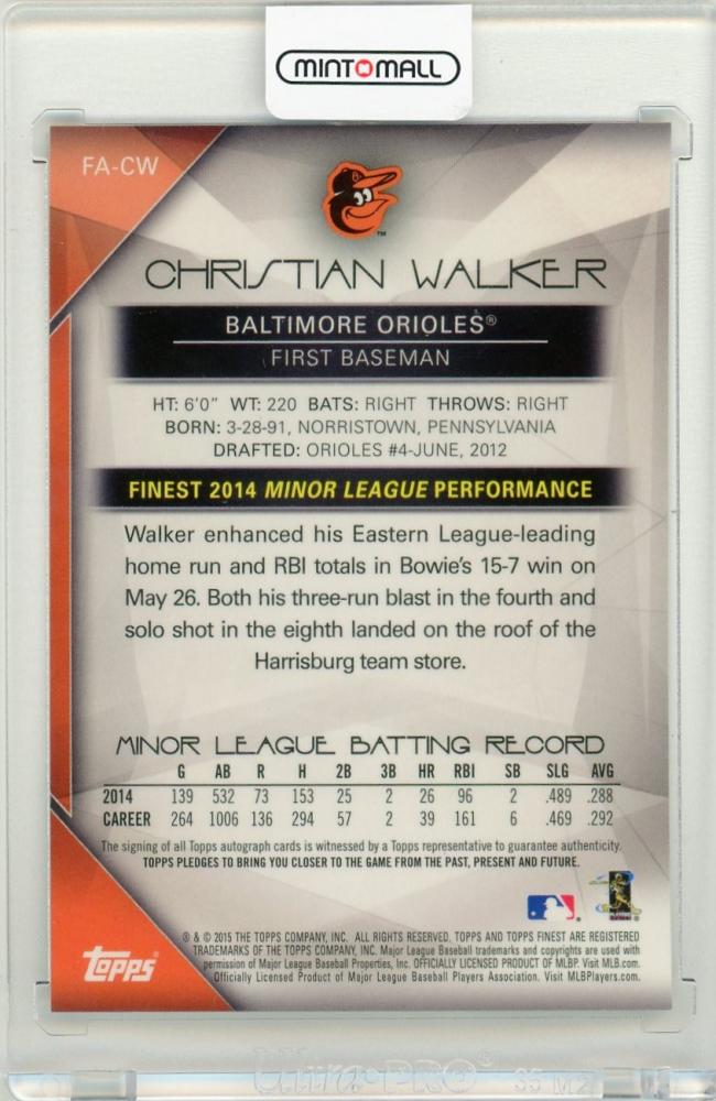 ミントモール / MINT LAB TOKYO店 / 2015 Topps Finest Christian Walker #FA-CW ...