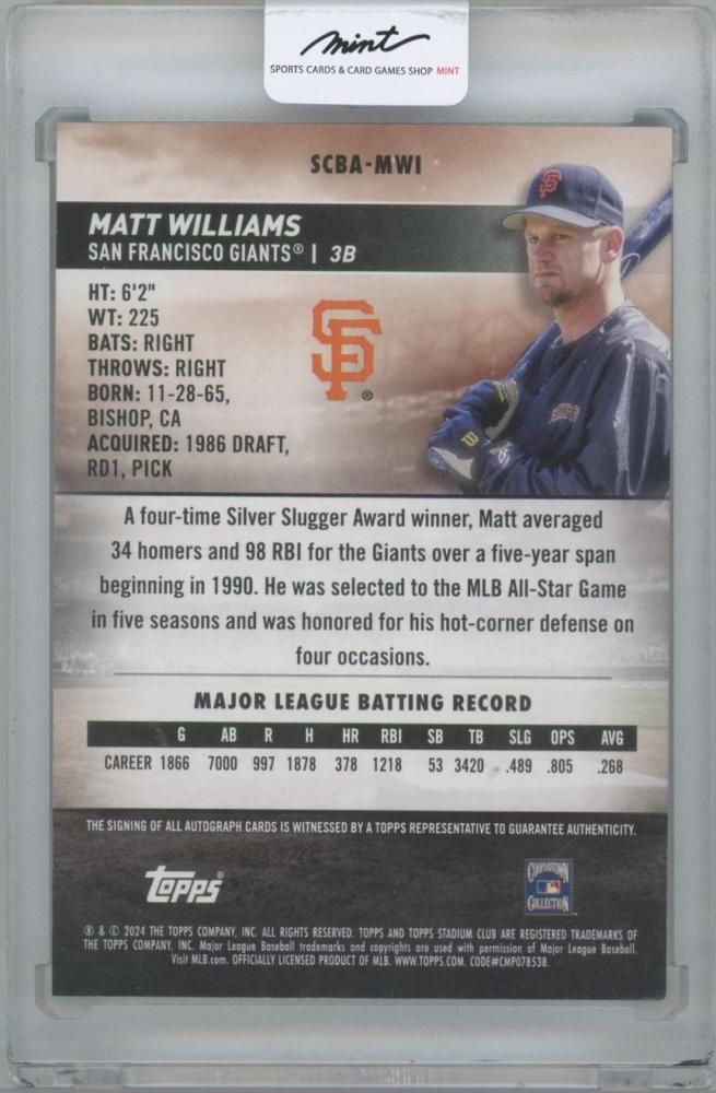 ミントモール / MINT 横浜店 / 2024 TOPPS Stadium Club Autographs / MATT WILLIAMS ...