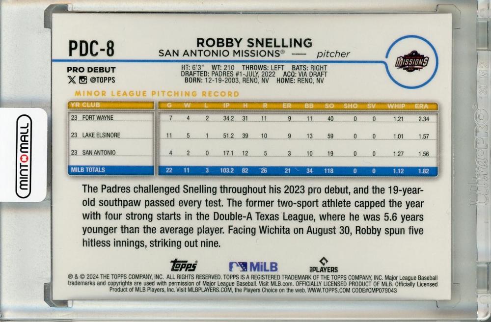 ミントモール / MINT 池袋店 / 2024 Topps Pro Debut Robby Snelling Orange ...