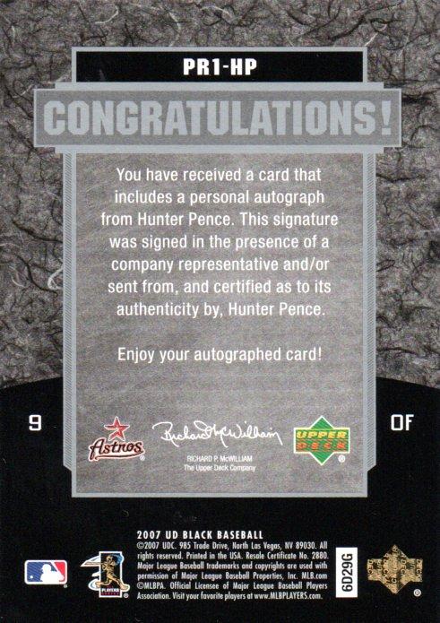 ミントモール / MINT 梅田店 / 2007 UPPER DECK Black Hunter Pence Autograph 31/75
